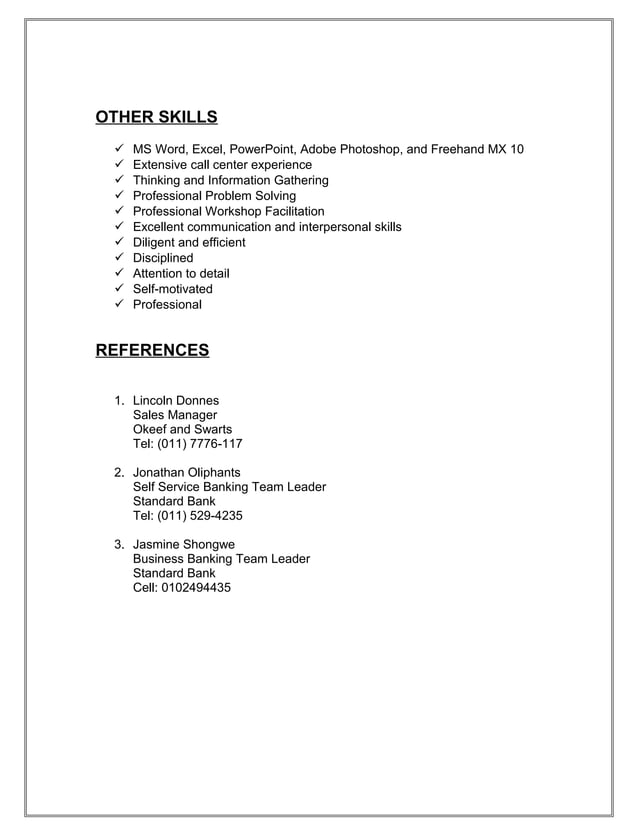 Curriculum_Vitae-Kamohelo Shomang | DOC | Business Banking & Finance ...