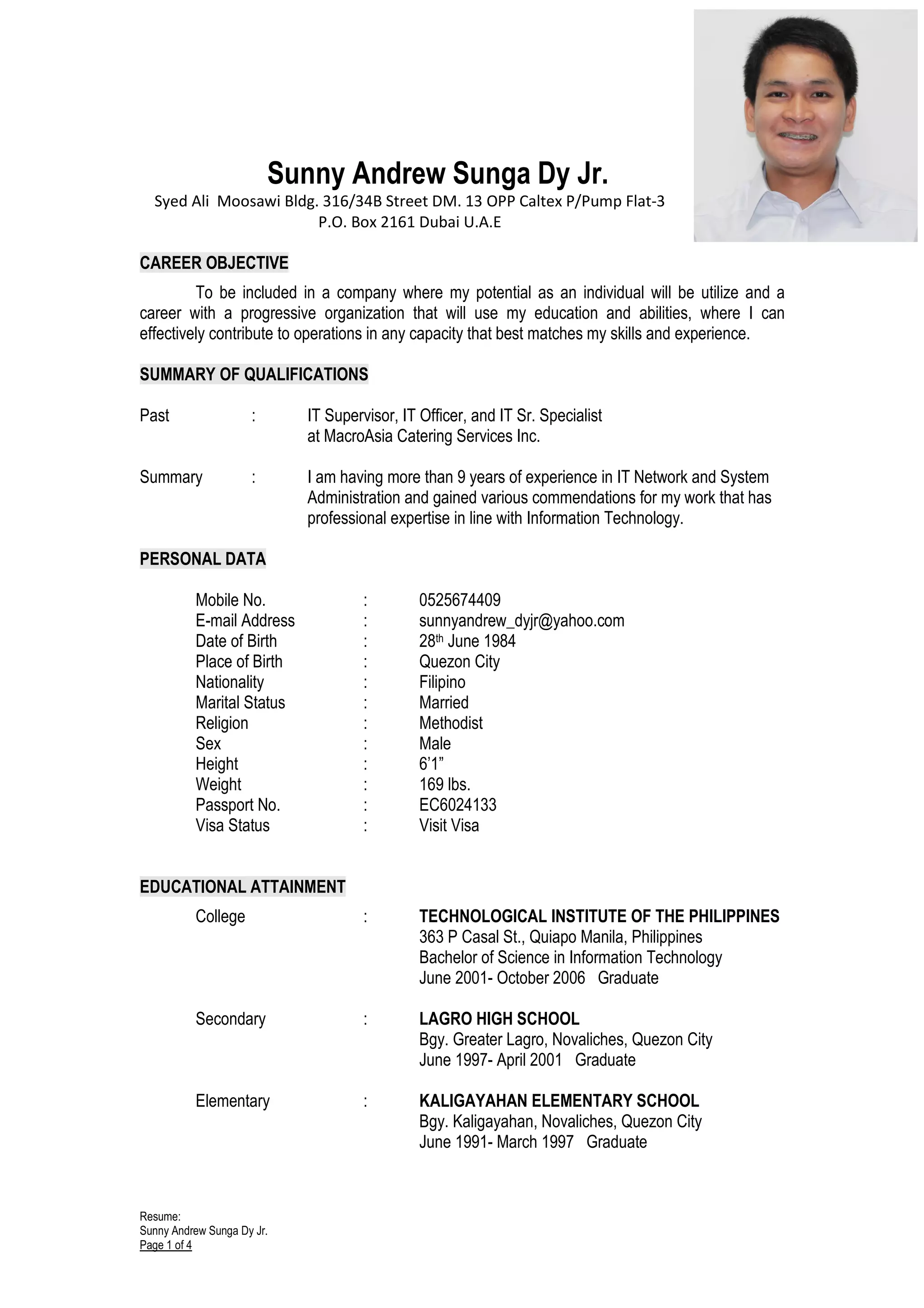 Sunny Andrew S. Dy Jr_CV | PDF