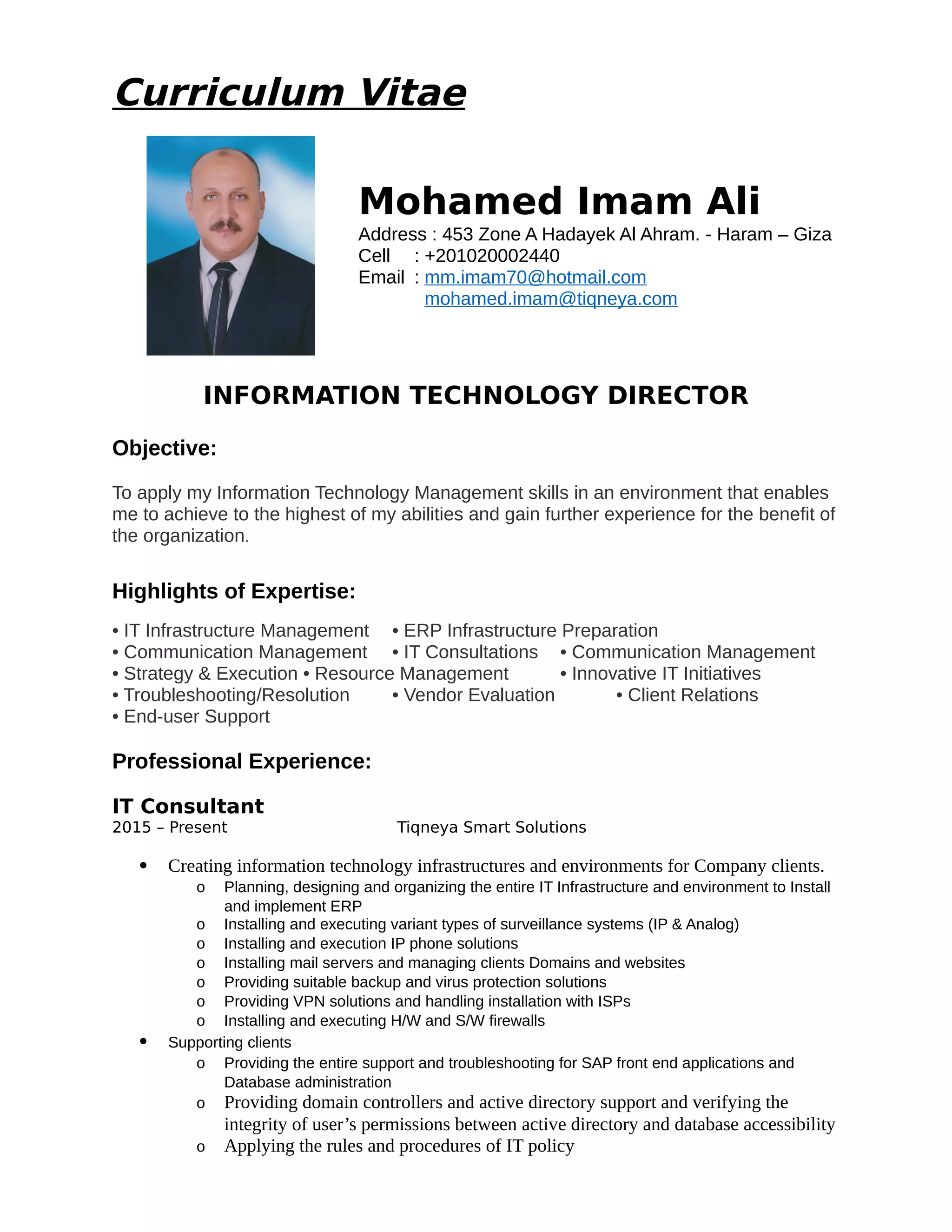 Mohamed Mohamed Imam Ali CV | PDF