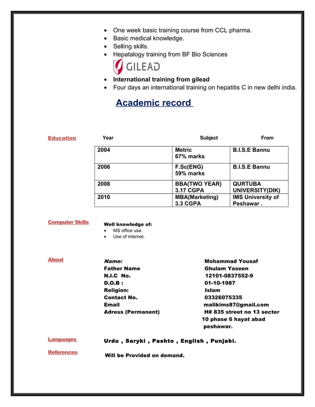 CV M YOUSAF (1) | DOC