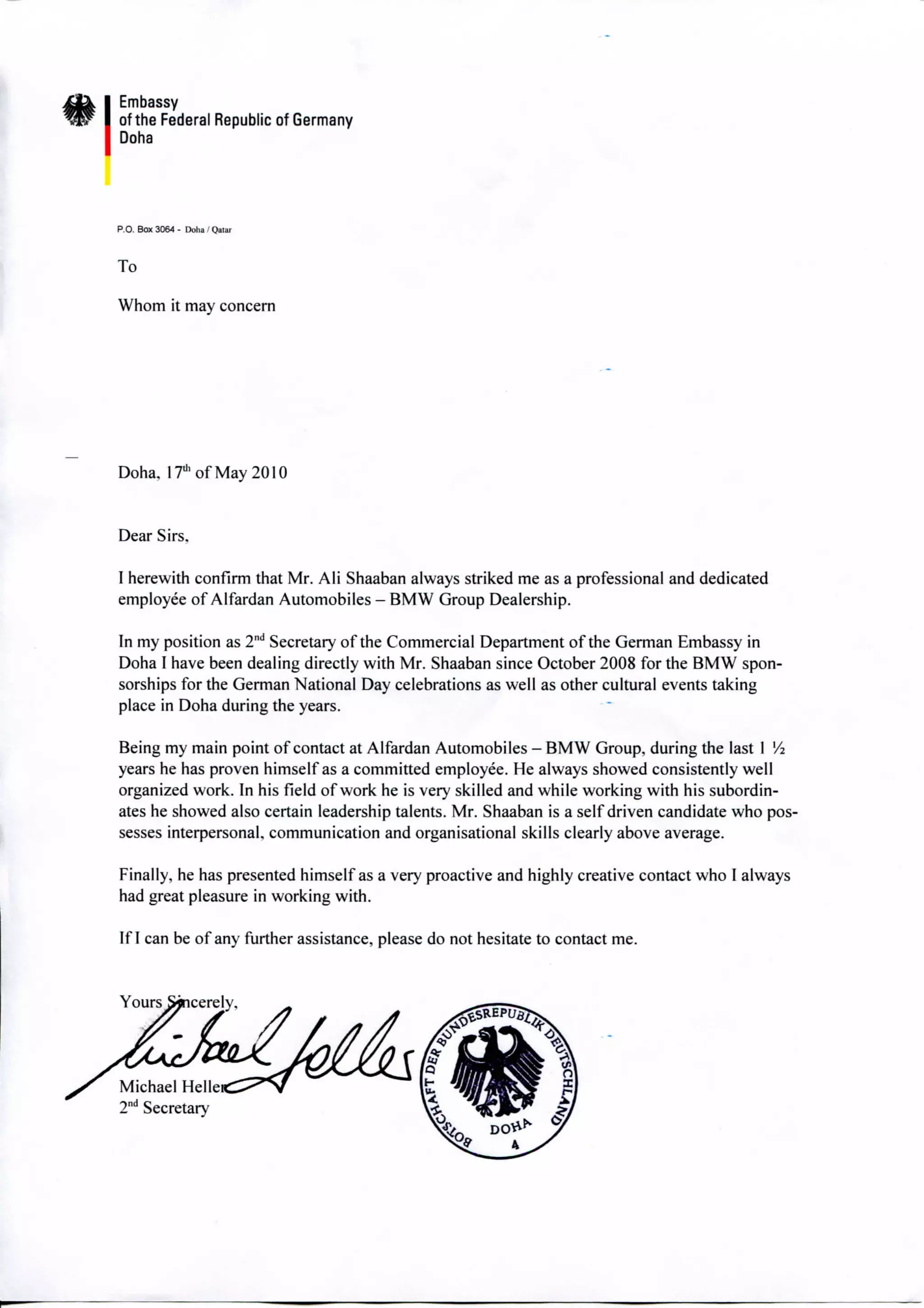 RECOMMENDATION - GERMAN EMBASSY | PDF