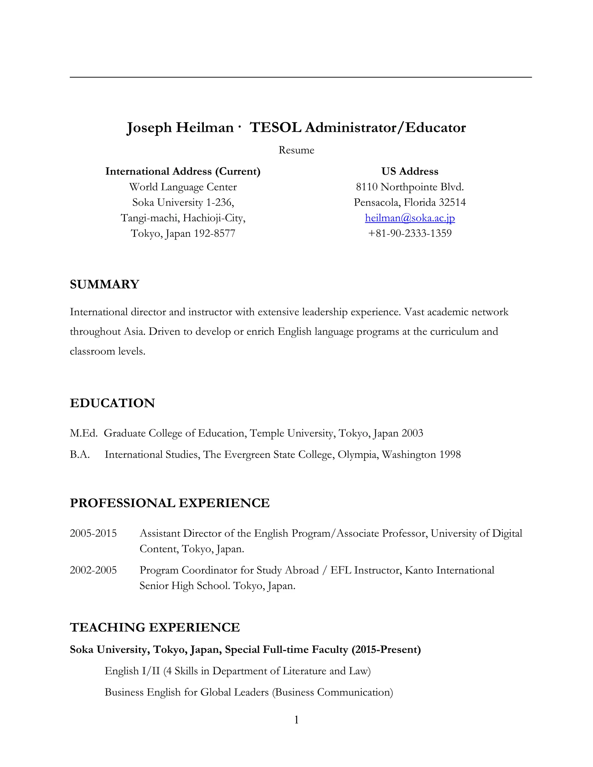 Resume Joseph Heilman | PDF