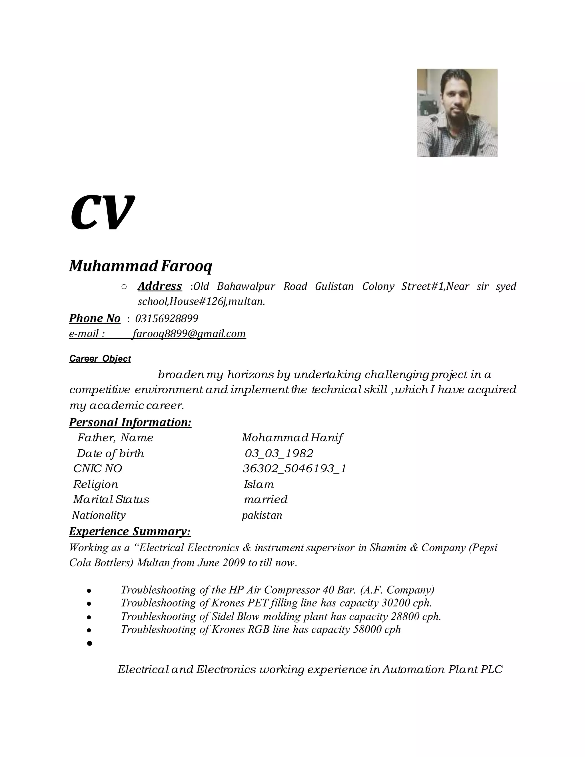 cv farooq (1) | DOCX