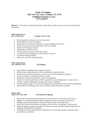 Randy's Resume | DOCX | Consumer Banking | Personal Finance
