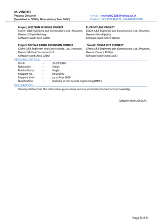 VINOTH MURUGESAN(Process SPPID Designer) | PDF