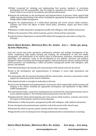 Davia Ramgeet-Robinson's CV (Oct 2015) | DOC