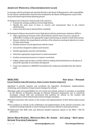 Davia Ramgeet-Robinson's CV (Oct 2015) | DOC