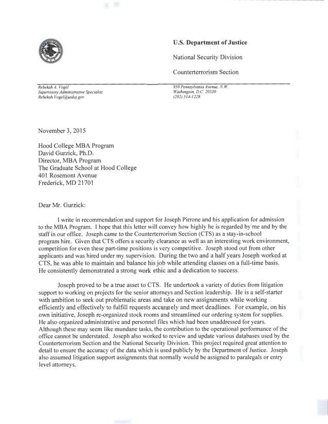 Recommendation Letter for Joseph Pirrone_RAV | PDF | Business ...