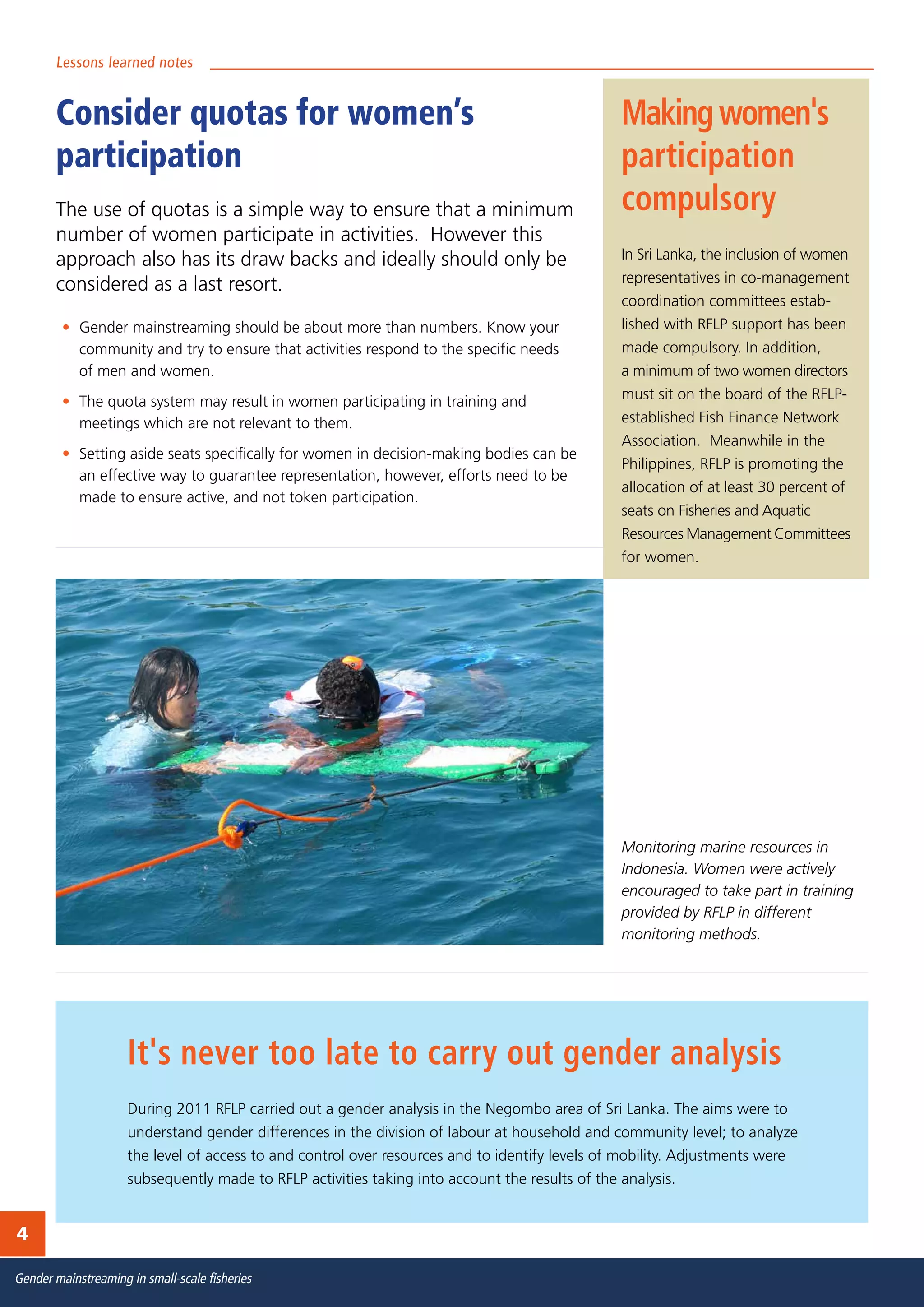 RFLP Gender Lessons Learned | PDF