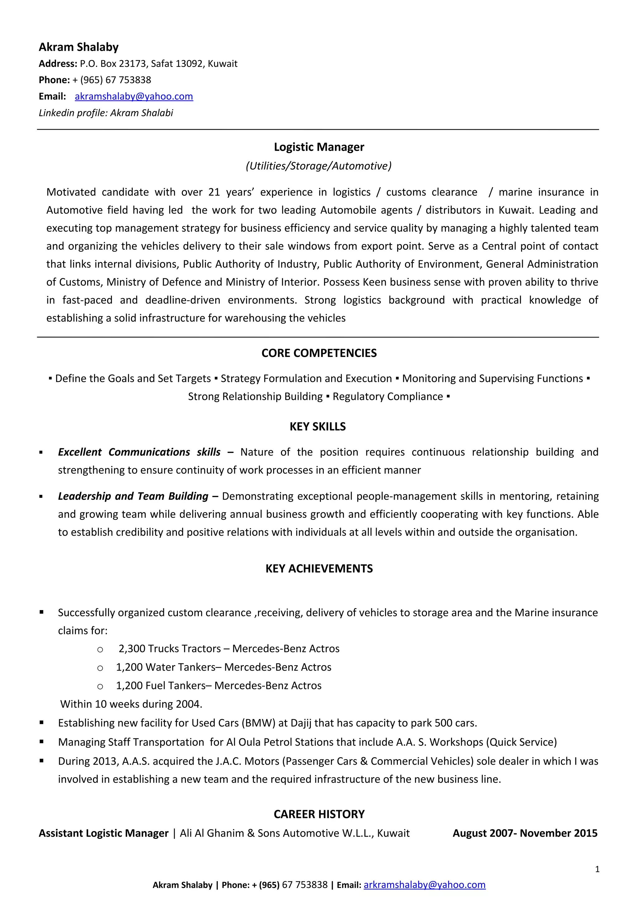 Akram Shalabi Resume cv (1) | DOC