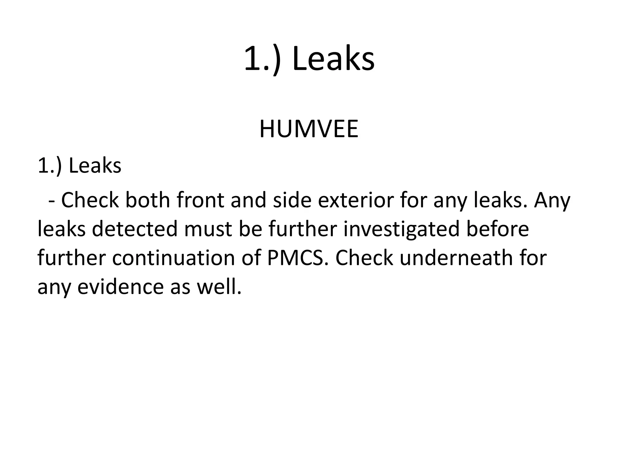 Preventative Maintenance (PMCS) of HMMWV | PPTX