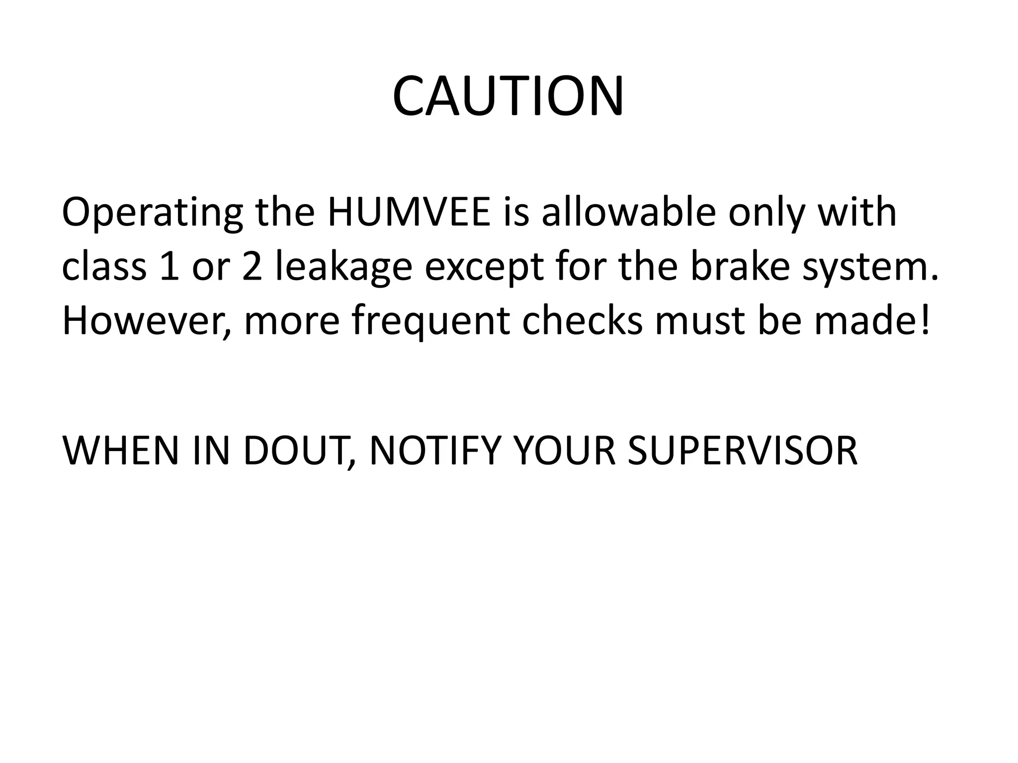Preventative Maintenance (PMCS) of HMMWV | PPTX