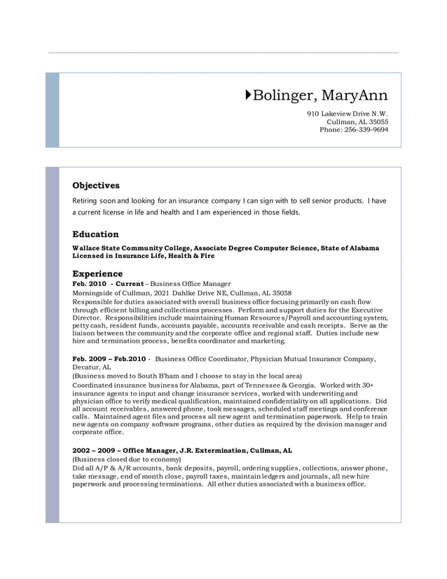 Bolinger Resume | PDF