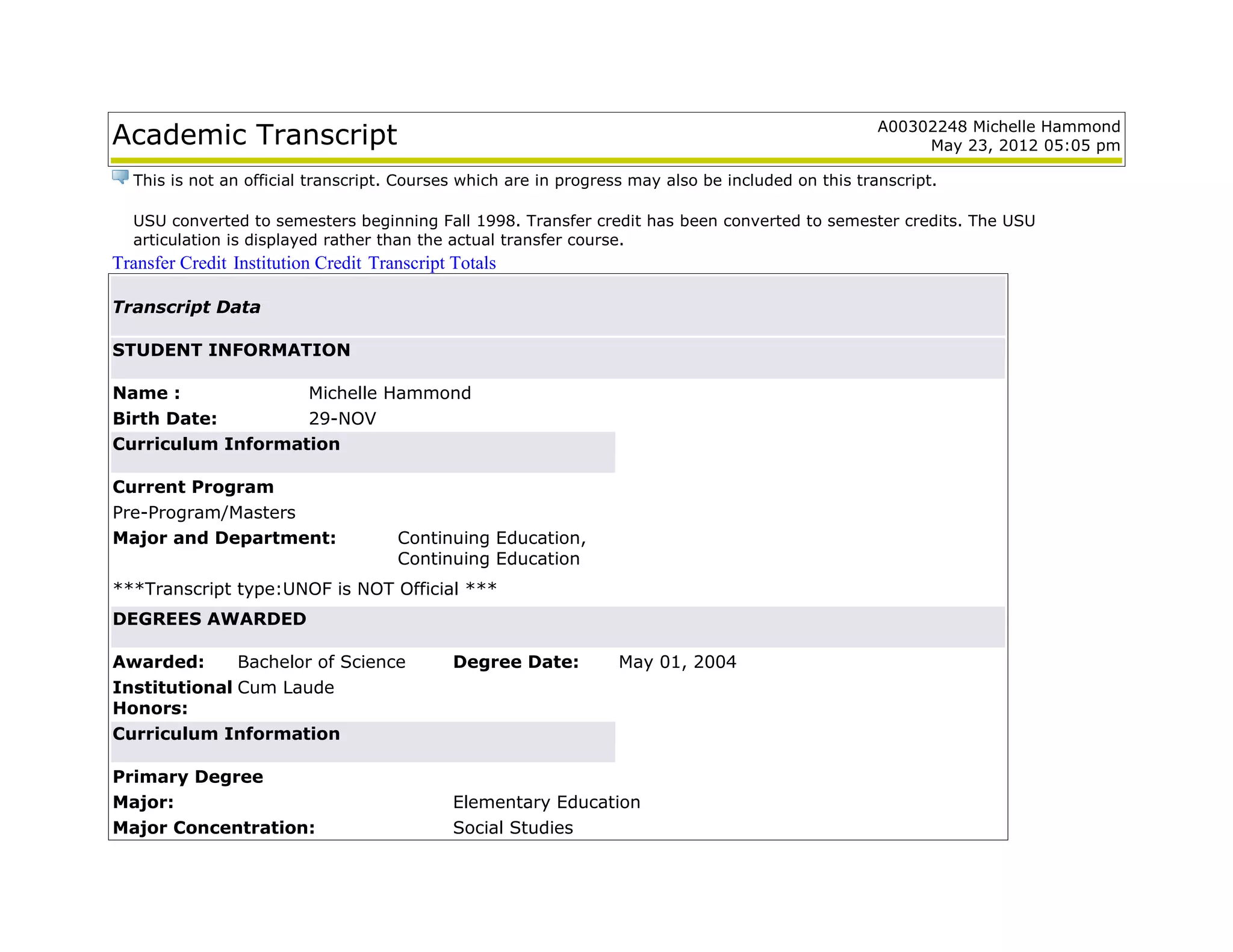 Academic Transcript | PPT