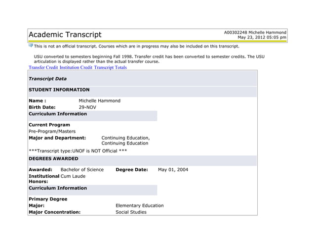 Academic Transcript | PPT