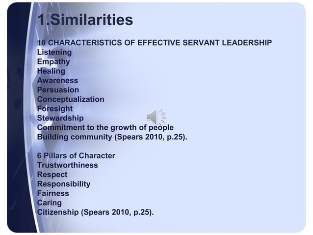 Comparing And Contrasting Servant Leadership Styles Pps