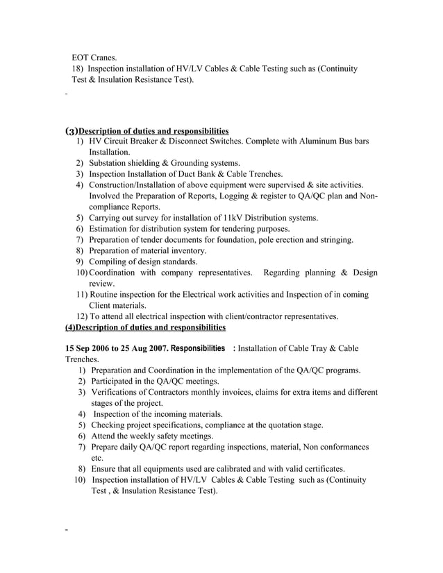 CV Electrical QA QC Engineer | DOC