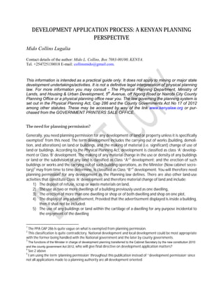 Planning Process. Nairobi City County | PDF