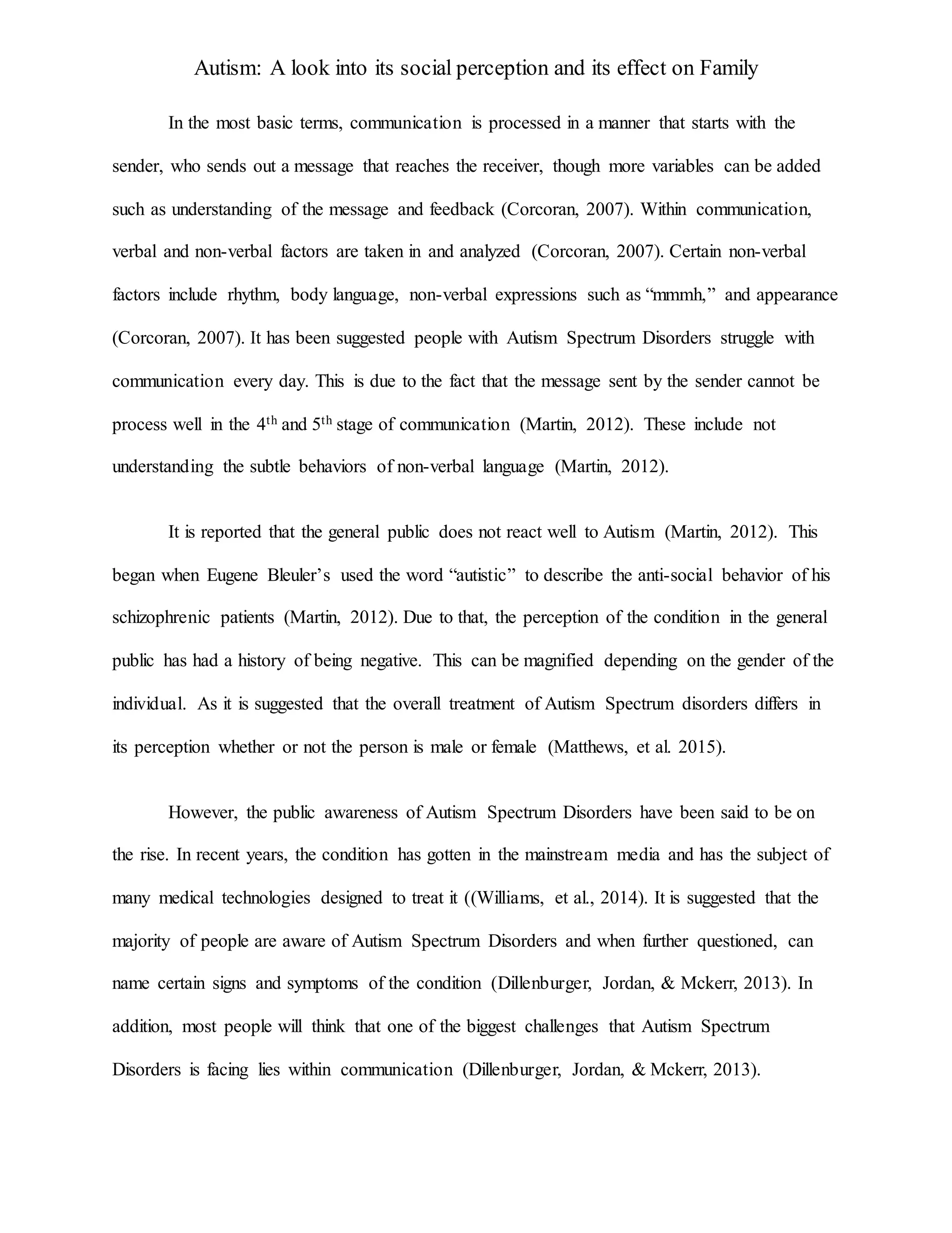 Autism Spectrum Disorders Research Paper | DOCX