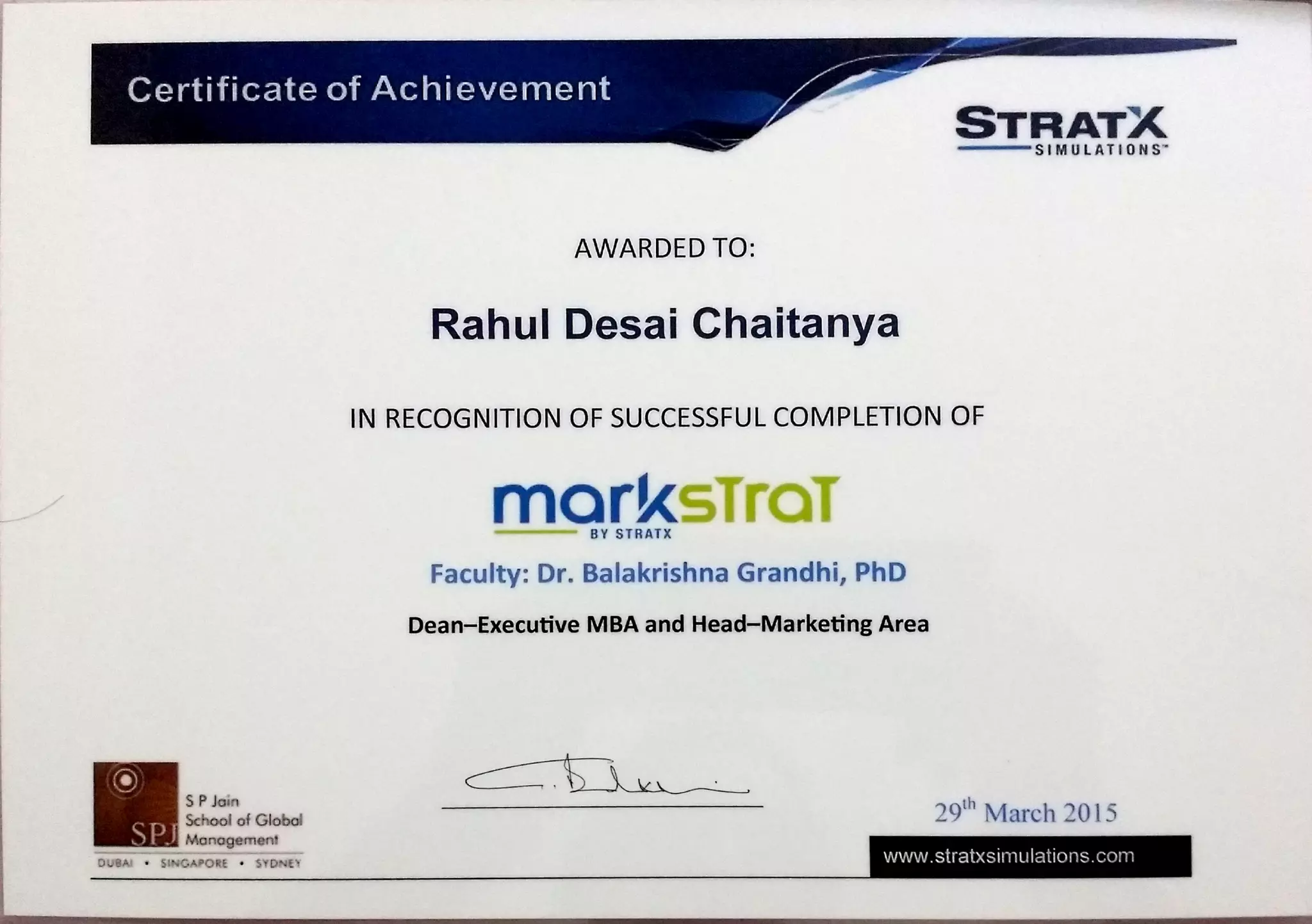 Markstrat Certificate | PPT