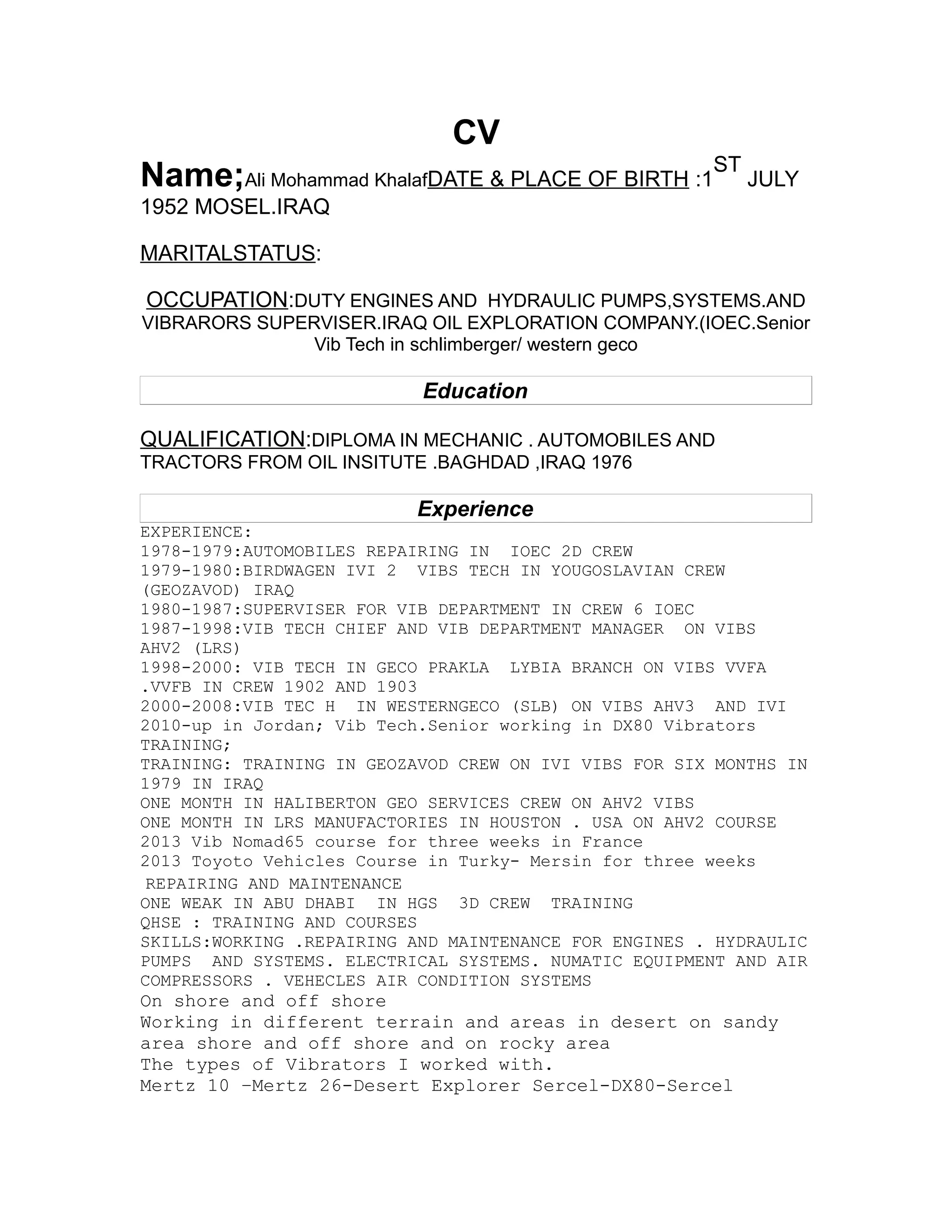 Ali M Khalaf C.V (1) | DOC