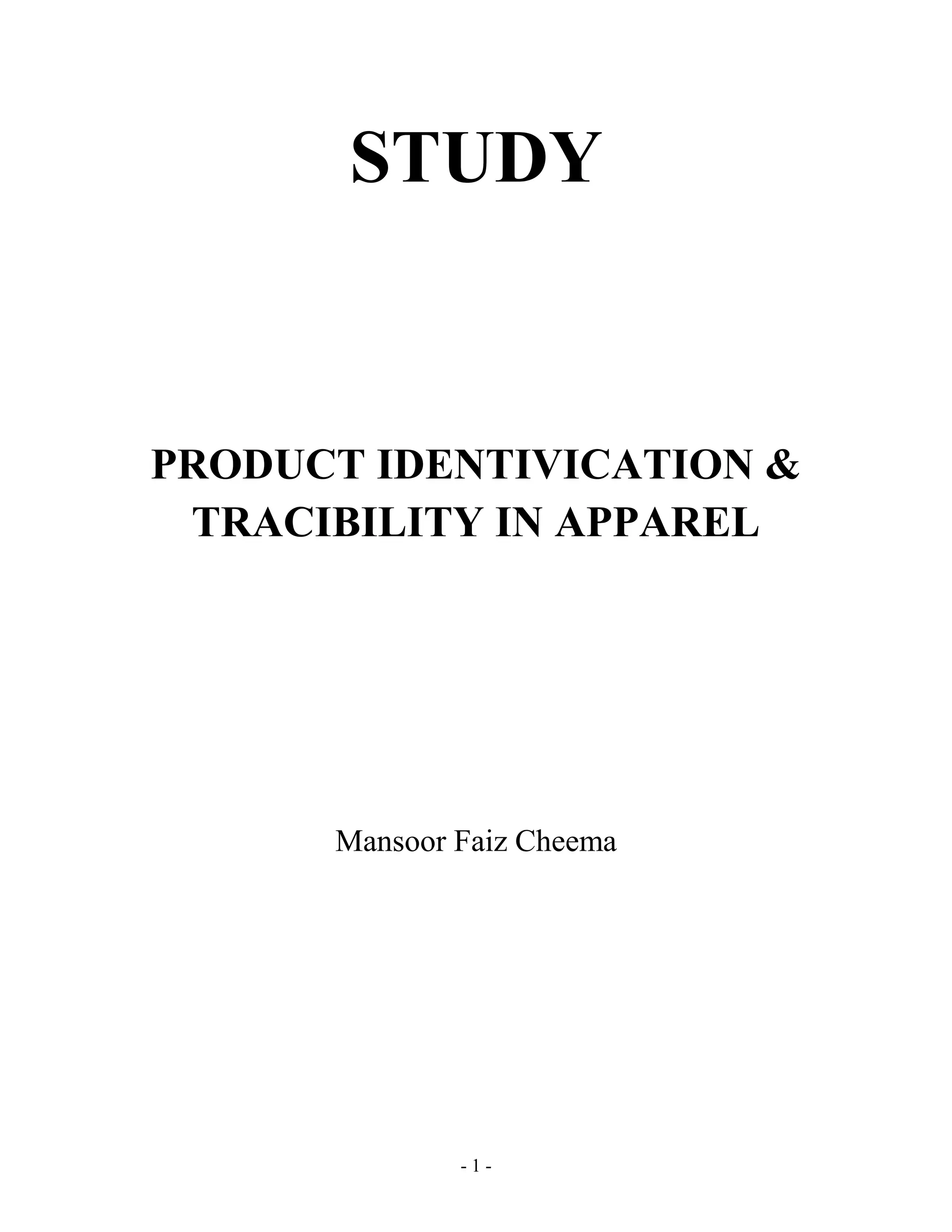 Product Identification & Tracibility in Apparel Industery | PDF