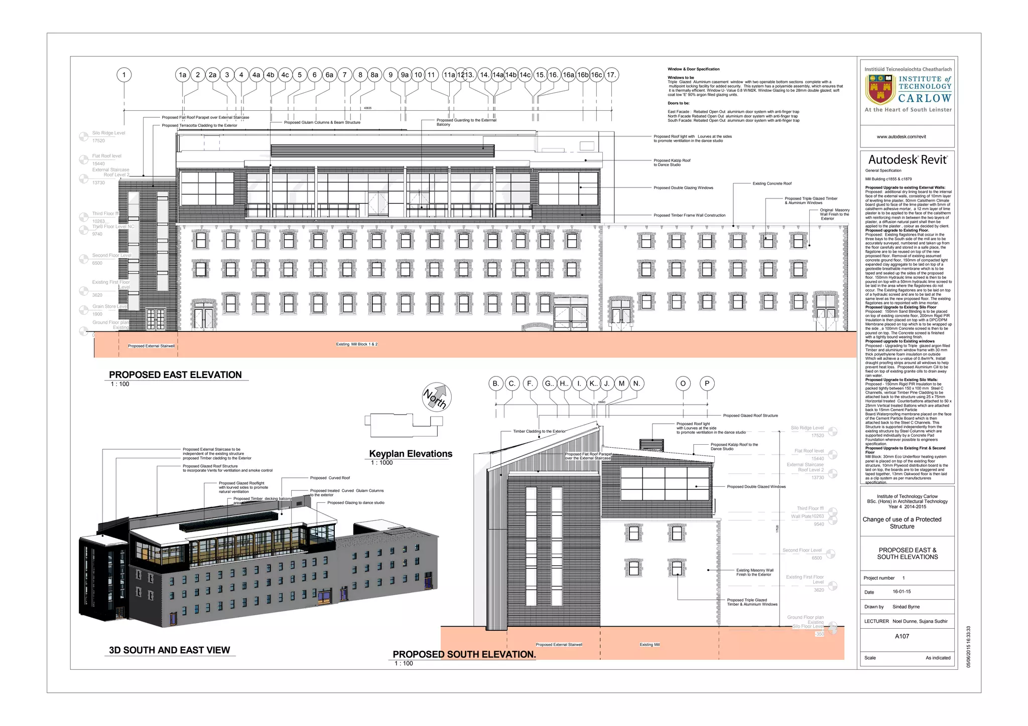 Mill 14-1-15 - Sheet - A107 - PROPOSED EAST & SOUTH ELEVATIONS | PDF ...