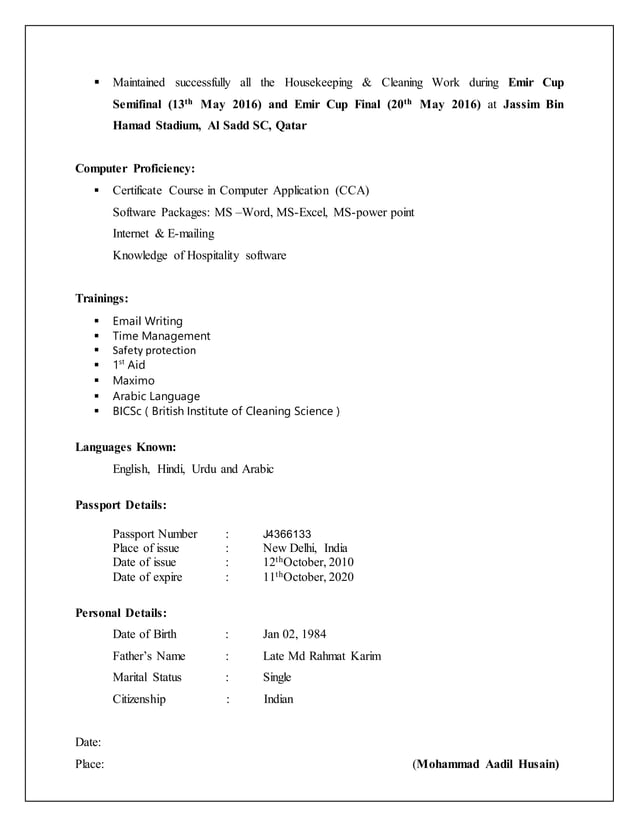RESUME MOHAMMAD AADIL HUSAIN | PDF