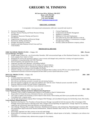 TIMMONS GREGORY - RESUME 6-1-15 | PDF