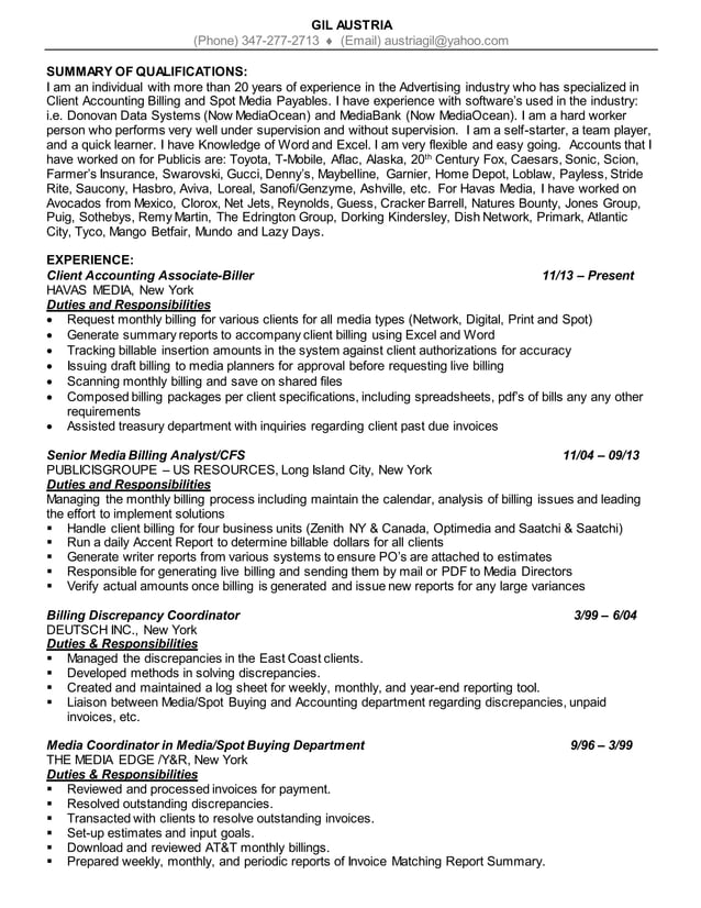 Gil Austria Resume May 2015havas | DOCX | Business Accounting & Finance ...