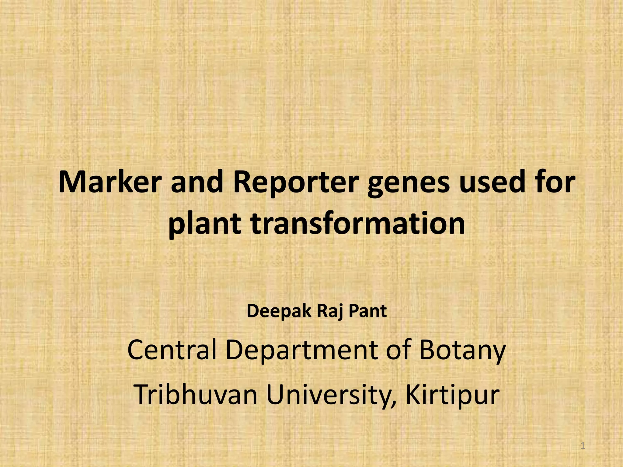 Markers and reporter genes | PPTX