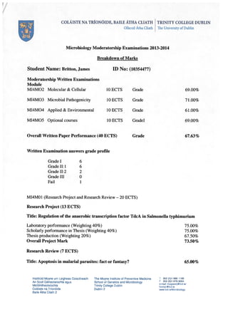 TCD Results & Thesis | PDF