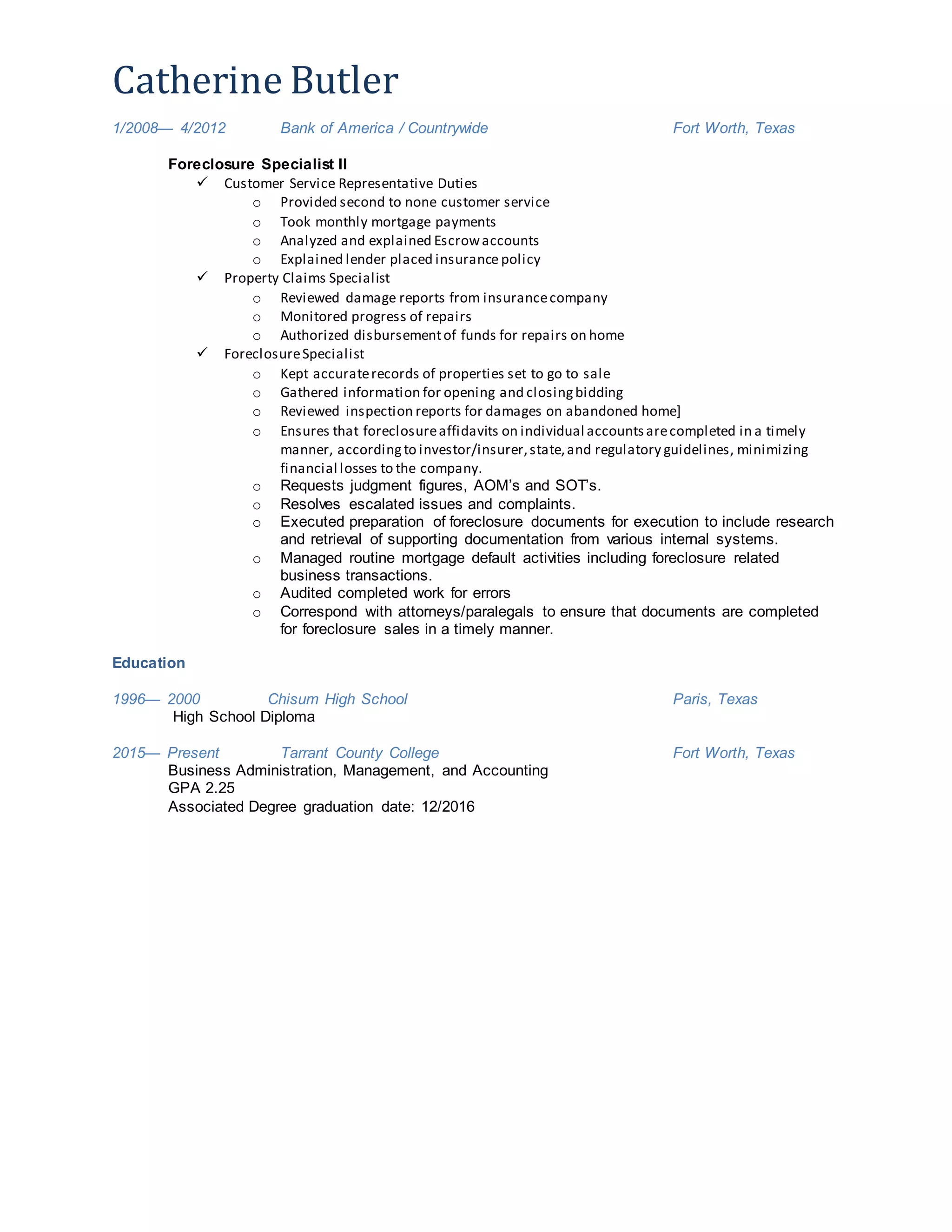 Catherine-Butler | DOCX | Home Financing | Personal Debt