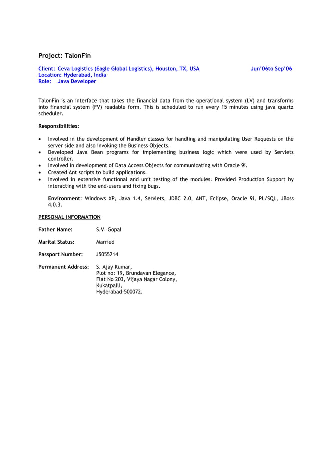 AjayResume | DOC | Web Development | Internet