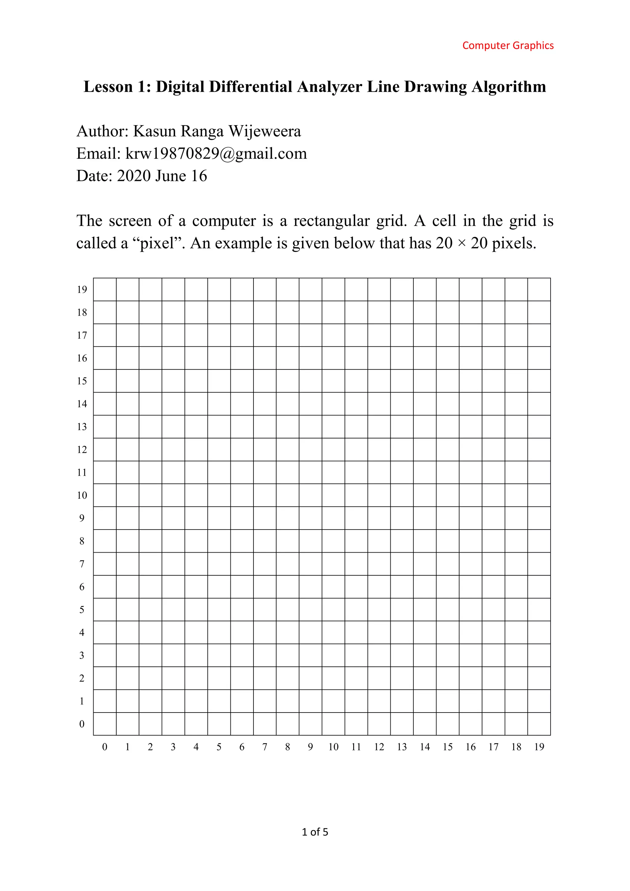 Digital Differential Analyzer Line Drawing Algorithm Pdf 