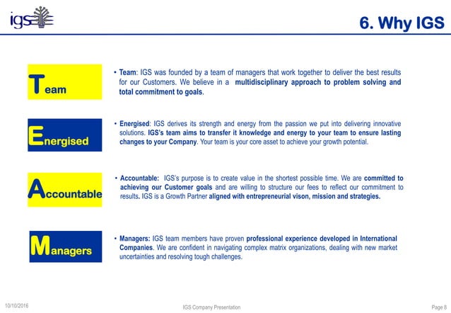 IGS Company Presentation | PPT