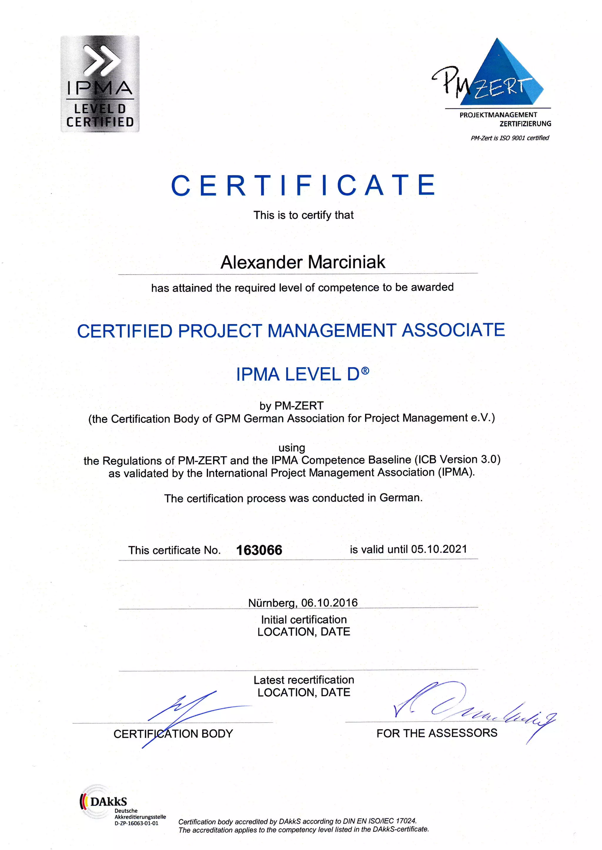 Projekt Management Certificate - Alexander Marciniak | PDF