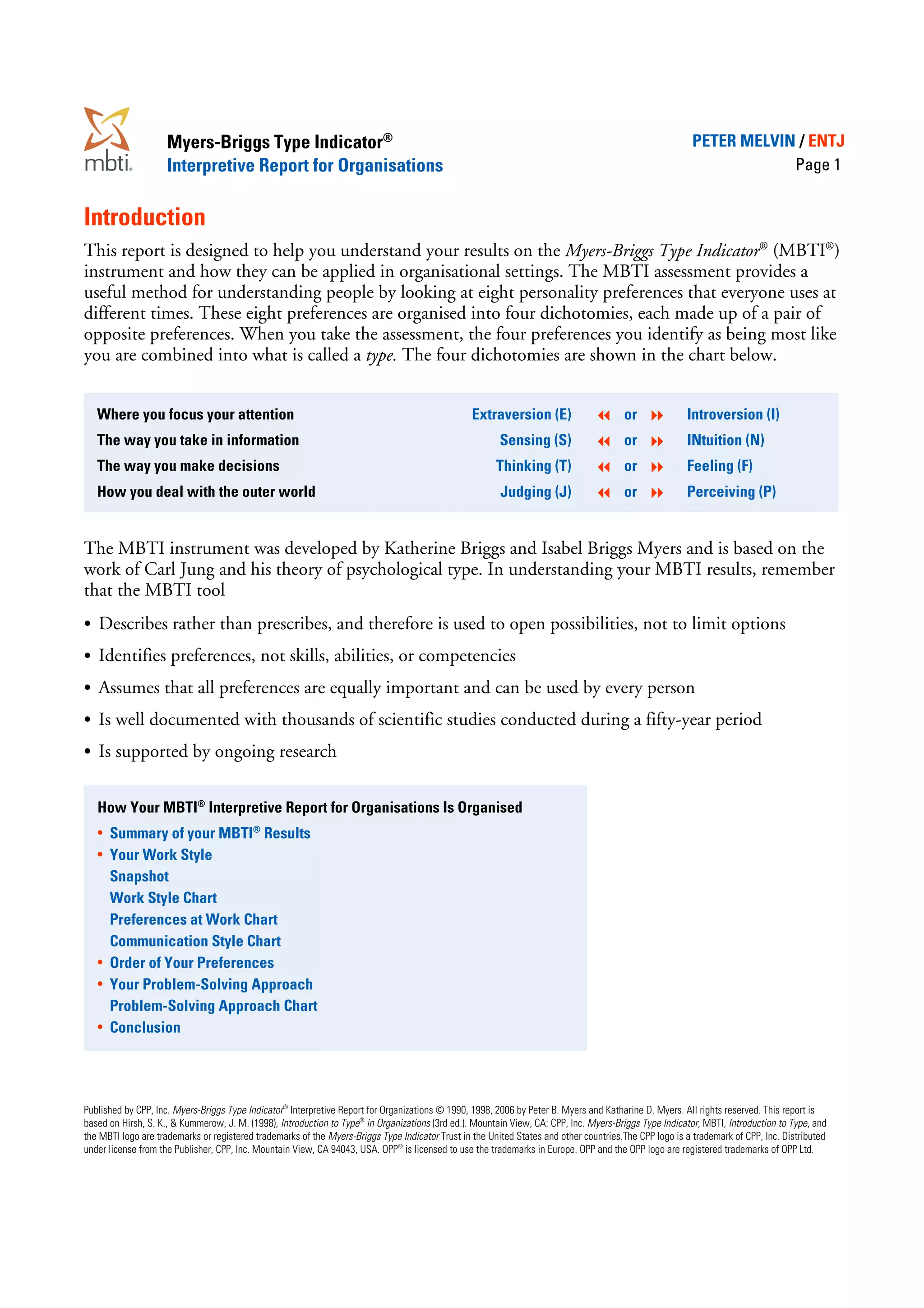 6. MBTI Interpretive Leadership Profile - Peter Melvin Mbti | PDF ...