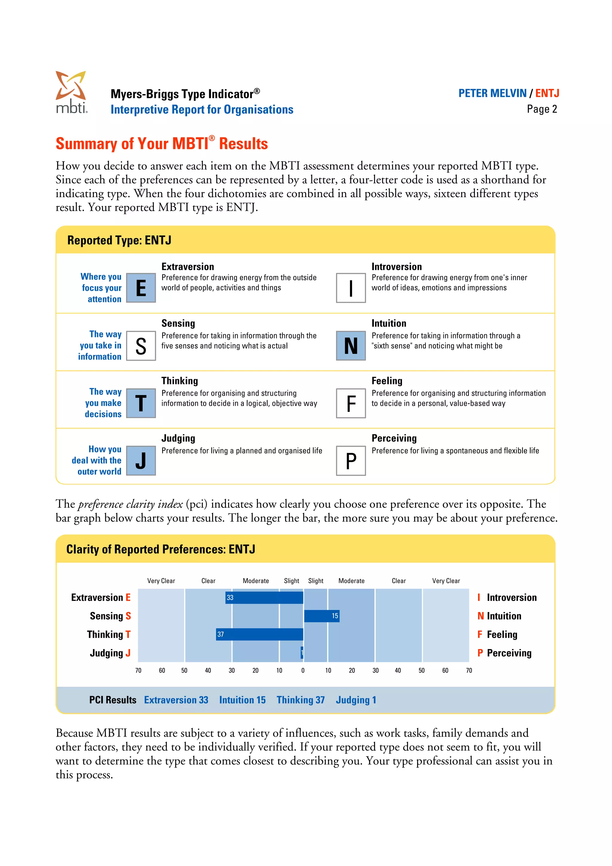 6. MBTI Interpretive Leadership Profile - Peter Melvin Mbti | PDF ...