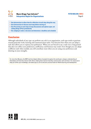 6. MBTI Interpretive Leadership Profile - Peter Melvin Mbti | PDF