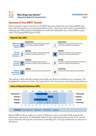 6. MBTI Interpretive Leadership Profile - Peter Melvin Mbti | PDF