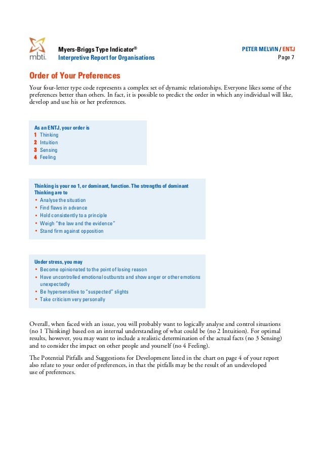 6. MBTI Interpretive Leadership Profile - Peter Melvin Mbti