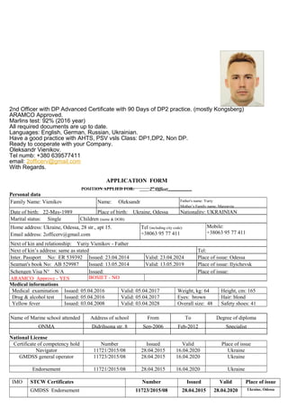 2nd_Officer_-_Vienikov_Oleksandr 05.16 copy | PDF