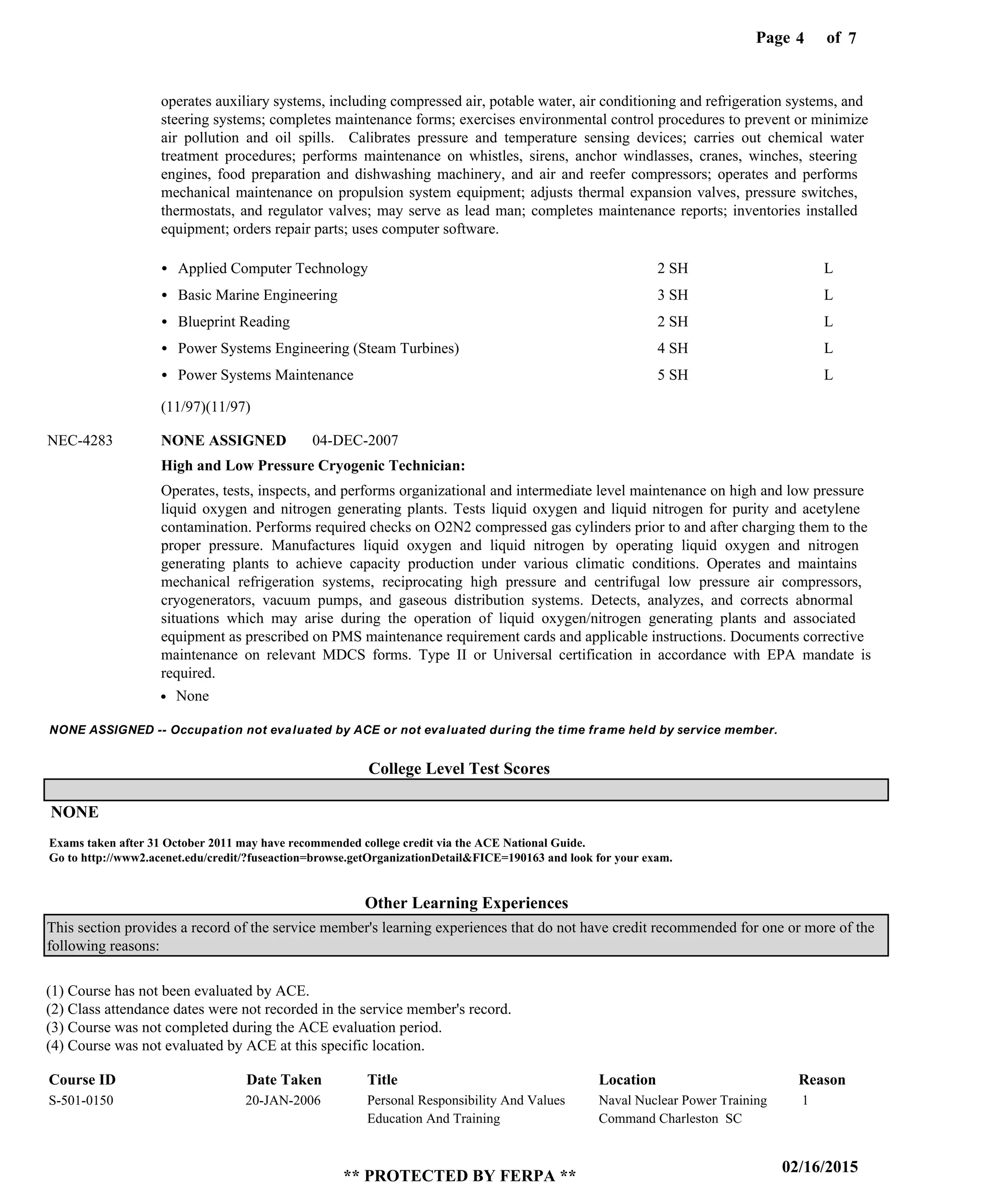 Military Training Recieved | PDF