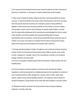 Guidelines for Drug Donation to Nepal (DDA) | PDF