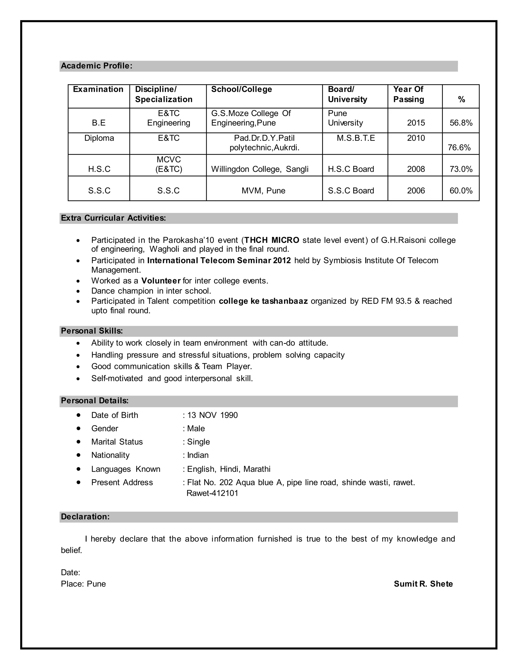 Sumit Shete Resume | DOCX | Computer Networking | Computing