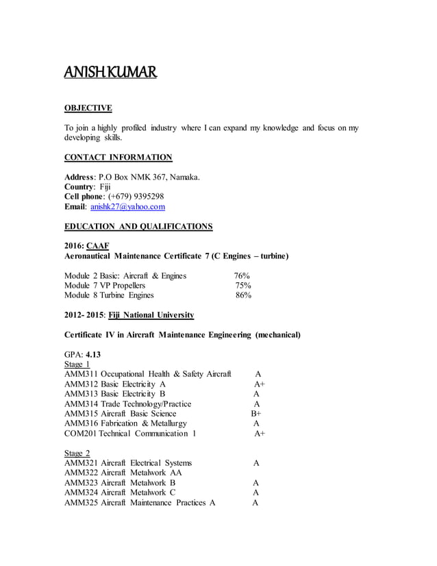 CV - Anish | PDF