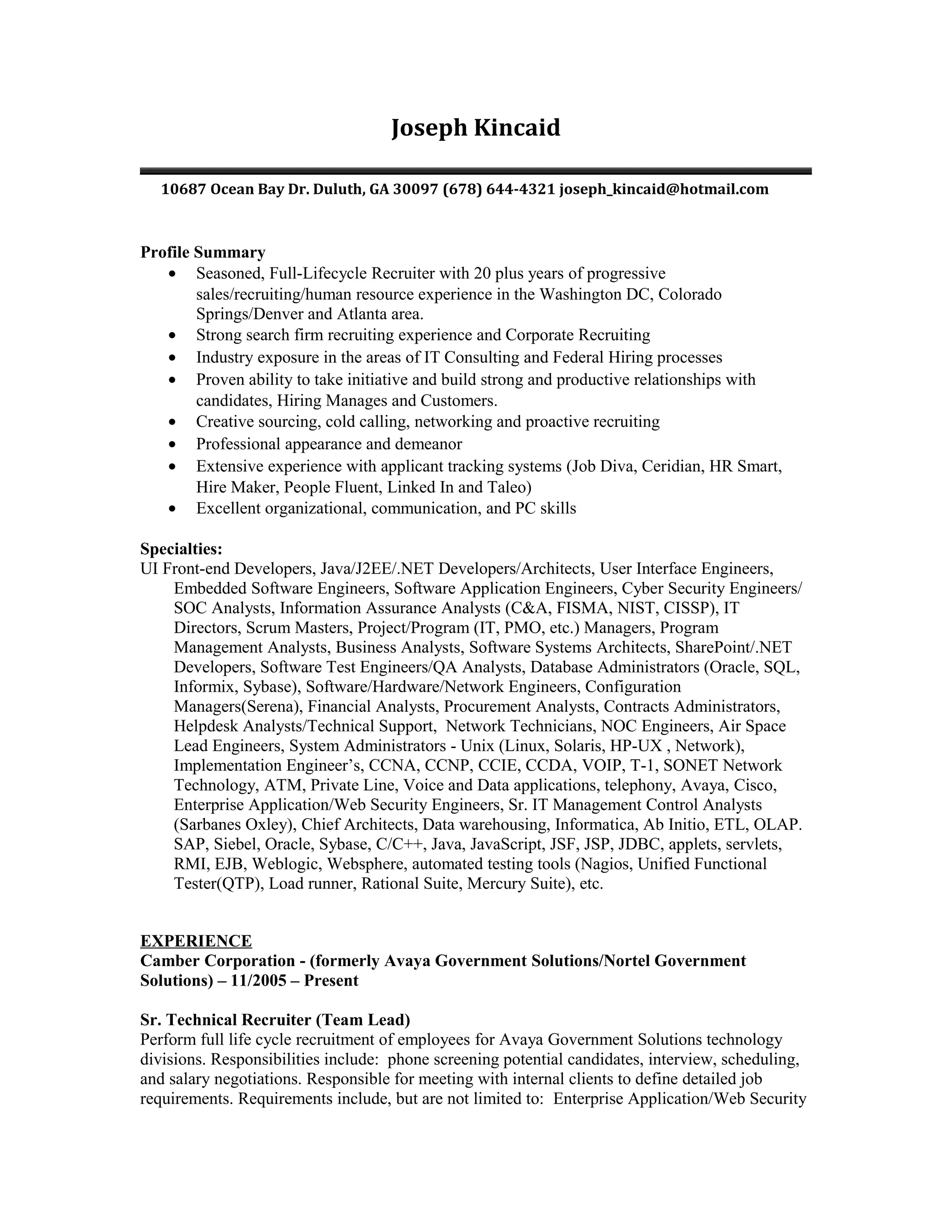 Jody Kincaid Resume | DOC