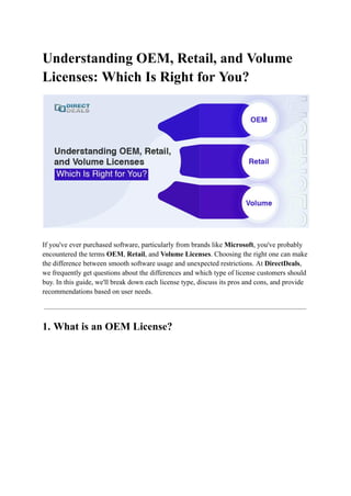Understanding OEM, Retail, and Volume Licenses: Which Is Right for You ...