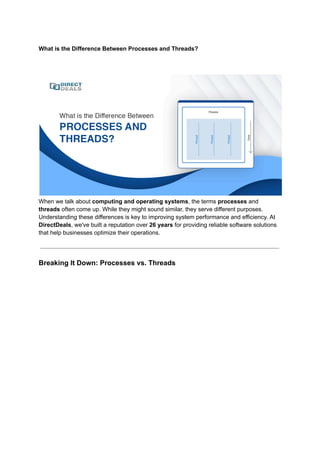 what is difference between processes and threads? | PDF